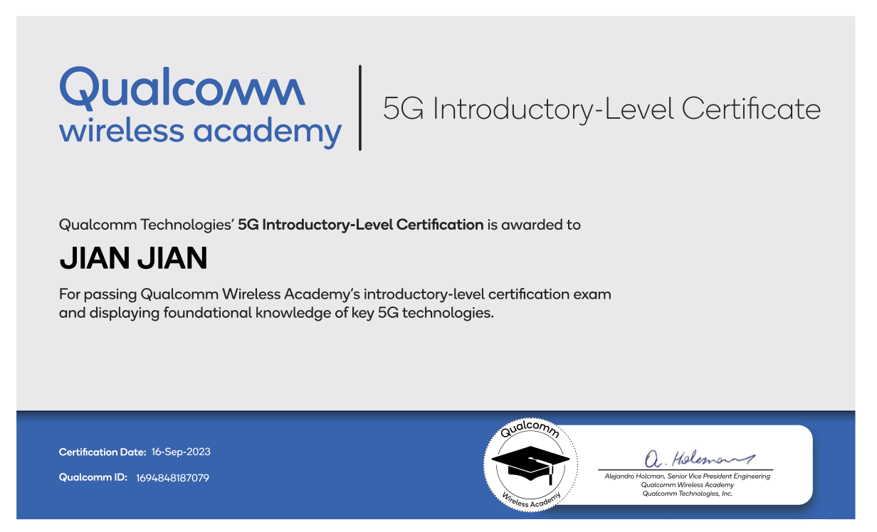 Certificate - Biography of Jian Jian (建健)